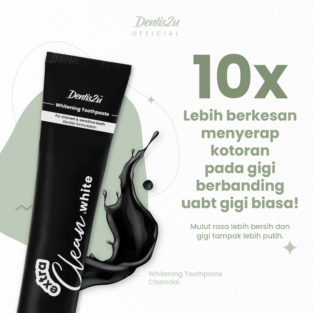 Dentis2u Charcoal Whitening Toothpaste Ubat Pemutih Gigi Arang, Pemutih ...