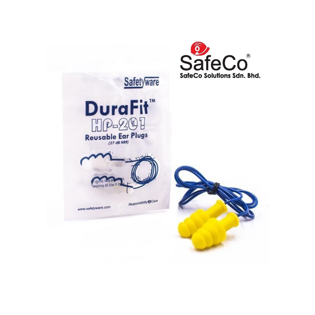 Durafit Earplug Safety 27dB Reusable Safetyware Durafit HP-201/202 ...