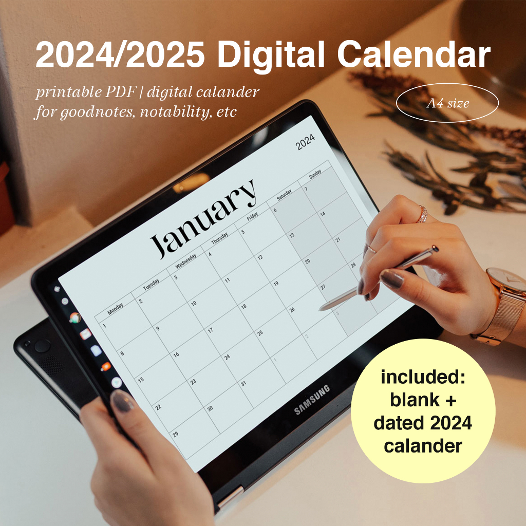 (PDF) 2024 Digital Calendar + Blank Monthly Calendar, Editable ...
