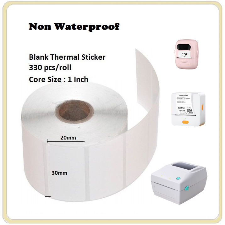 Blank Thermal Label 30mm x 20mm / Sticker For Bluetooth Printer / P1 ...