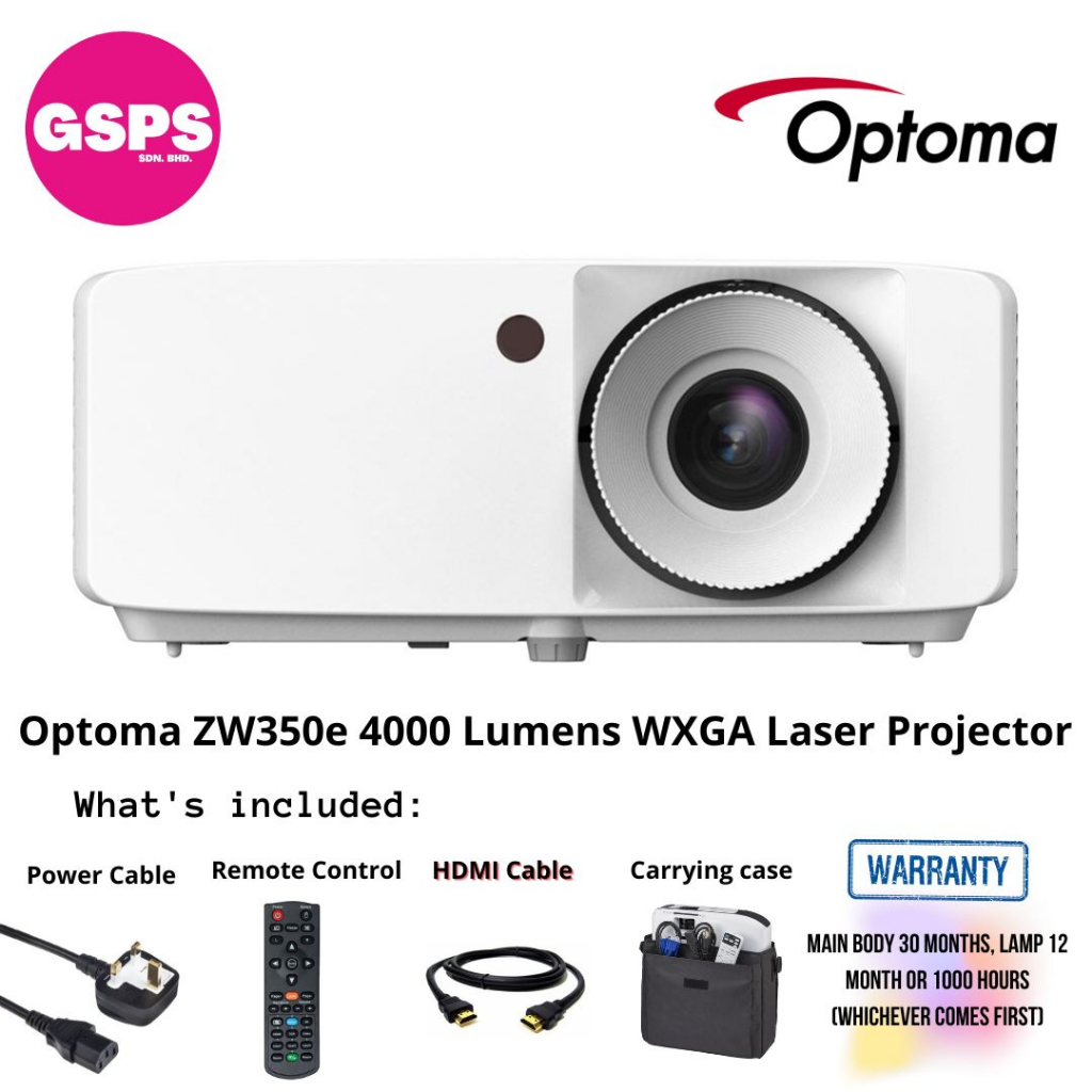 Optoma ZW350e 4000 Lumens WXGA Laser Projector | Shopee Malaysia