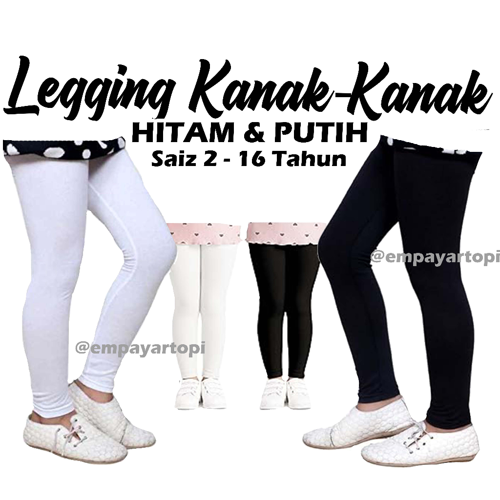 Kids Legging Kids Black & White. / Legging Budak Hitam & Putih / Saiz 2 ...
