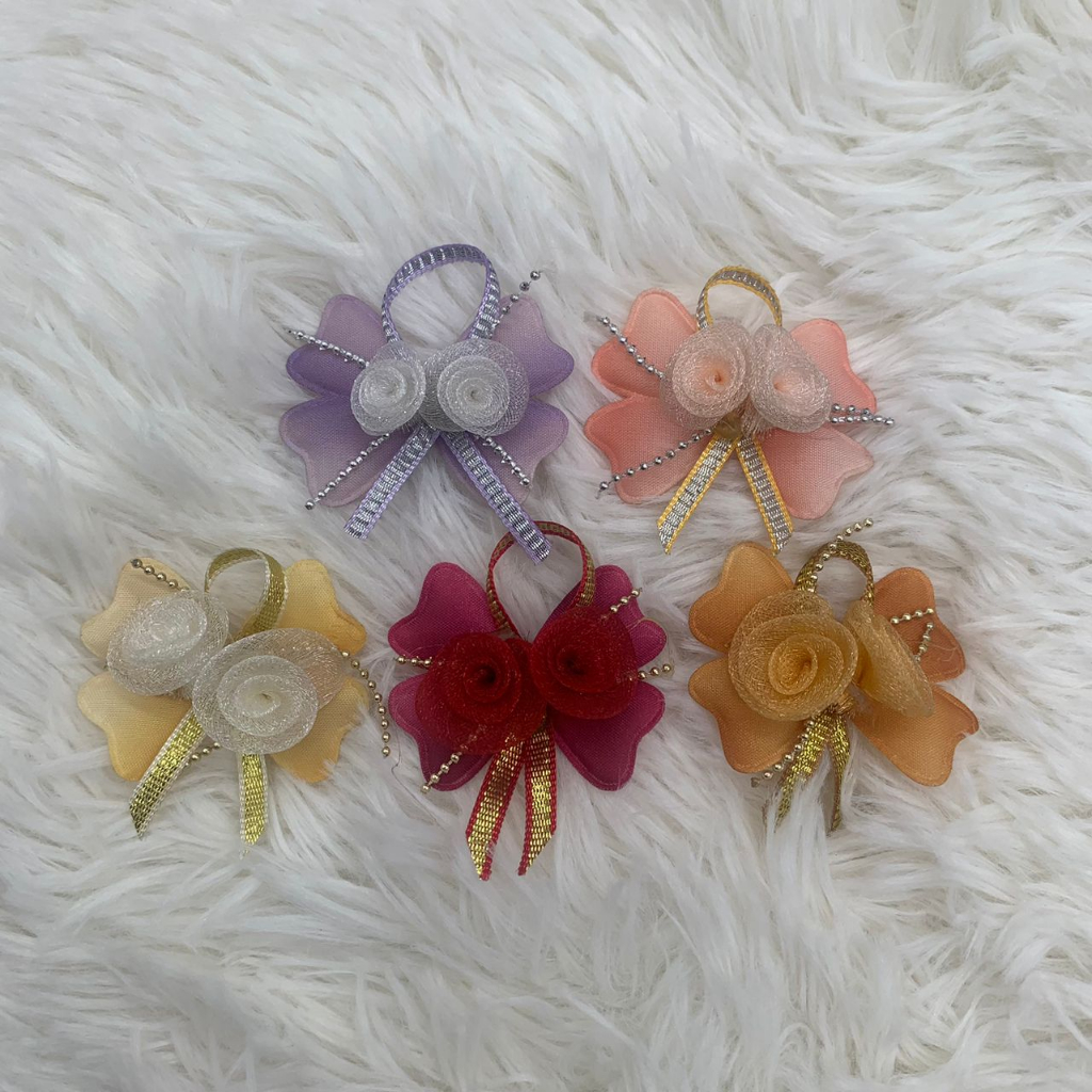 [Ready Stock] 4.5CM Mini Ribbon Flower Deco/Bunga Rozek/Bunga Kecil DIY ...