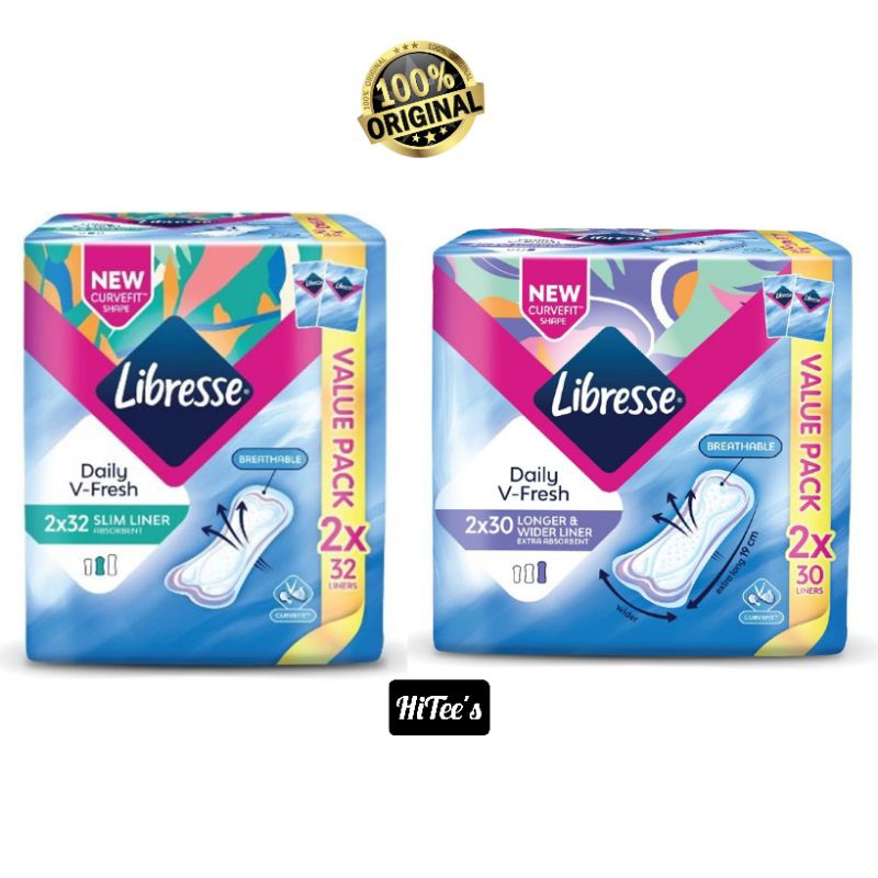 LIBRESSE Longer & Wider 2x30s (19cm) | Slim Pantyliners Liner 2x32s ...