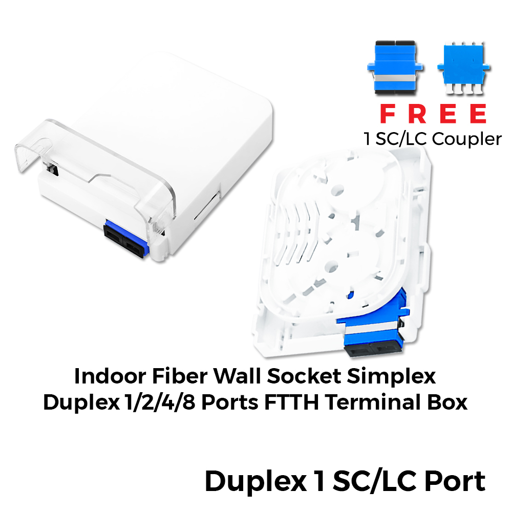 Indoor Fiber Wall Socket Simplex Duplex 1/2/4/8 Ports FTTH Fiber Optic ...