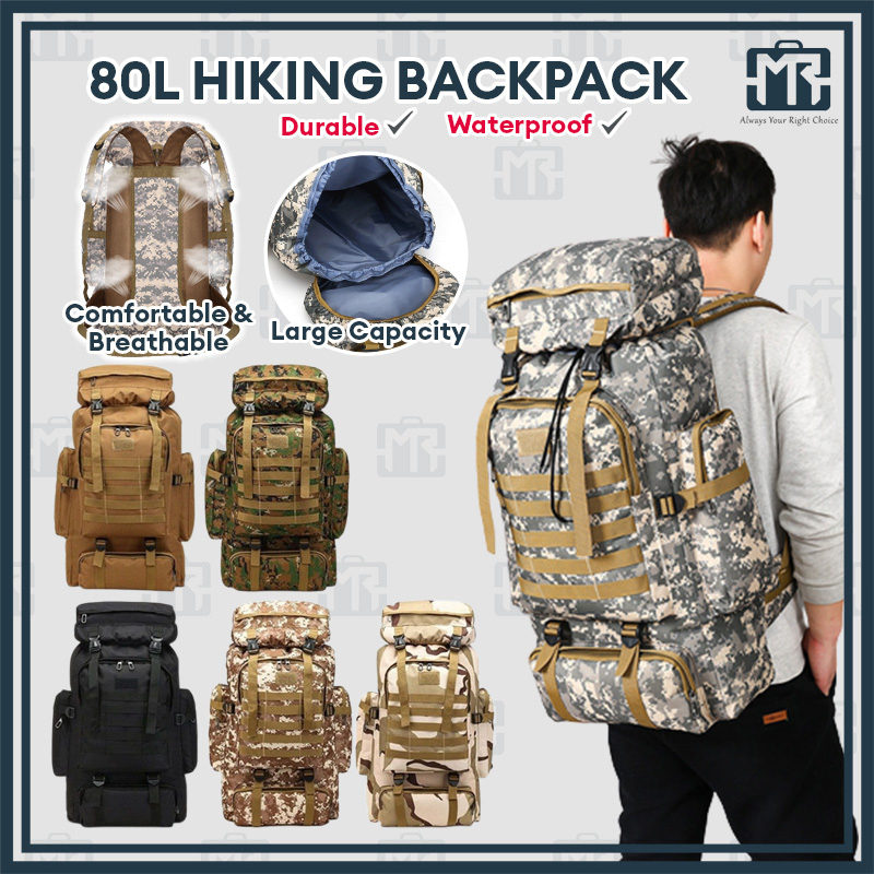 MR 80L Outdoor Hiking Backpack Waterproof Camo Tactital Backpack Large ...