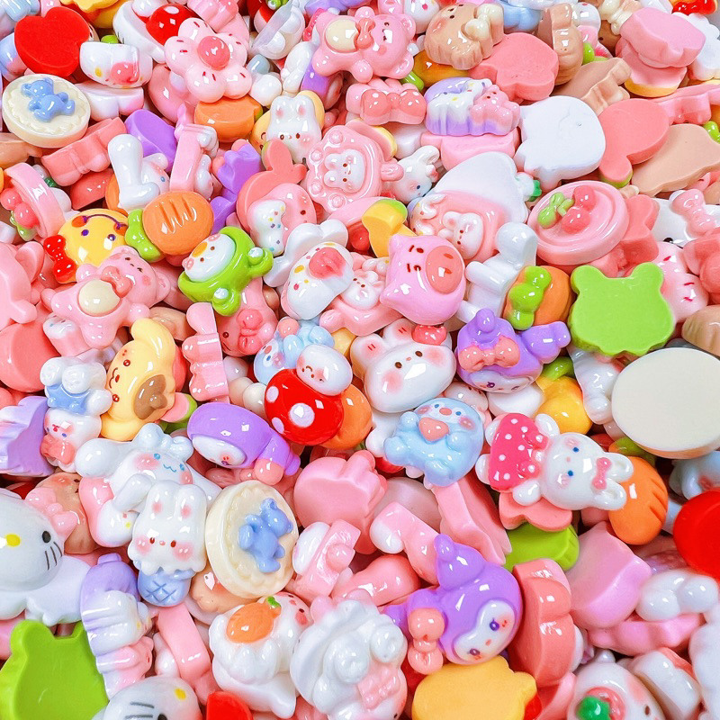 10, 50pcs/pack Mix Resin Flatback Glossy Mini Charm Mixed DIY Cream ...