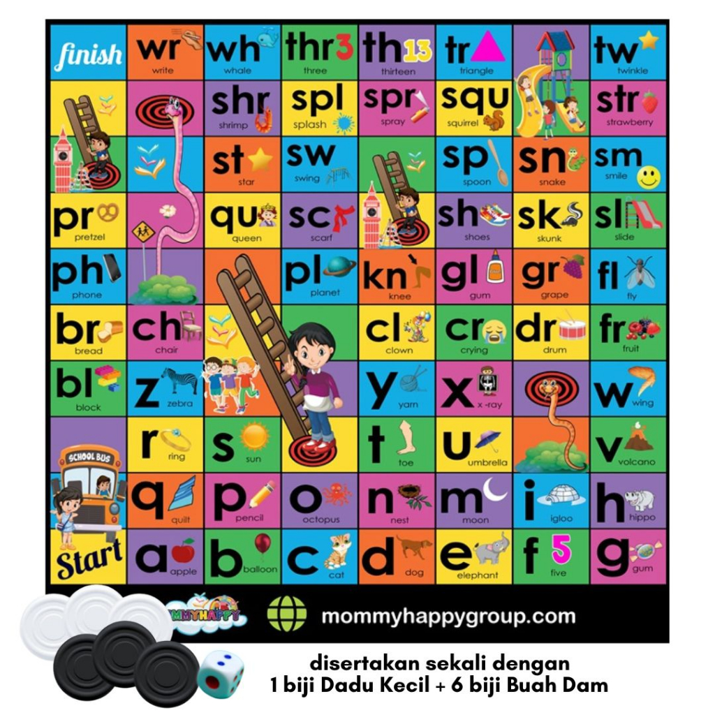 DAM ULAR BBM MOMMYHAPPY 2x2 5x5 | Big Snake Ladder Game ABC JAWI ...