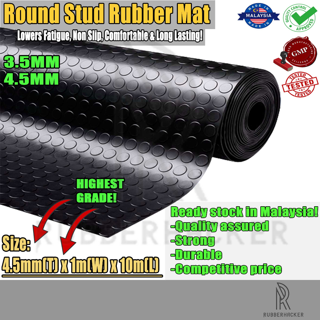 Round Stud Rubber mat 4.5mm x 1m x 10m Rubber Flooring, Airport Mat ...