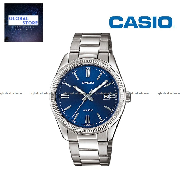 Casio MTP-1302PD-2A Blue Dial Stainless Steel Watch - MTP1302/ MTP1302D ...