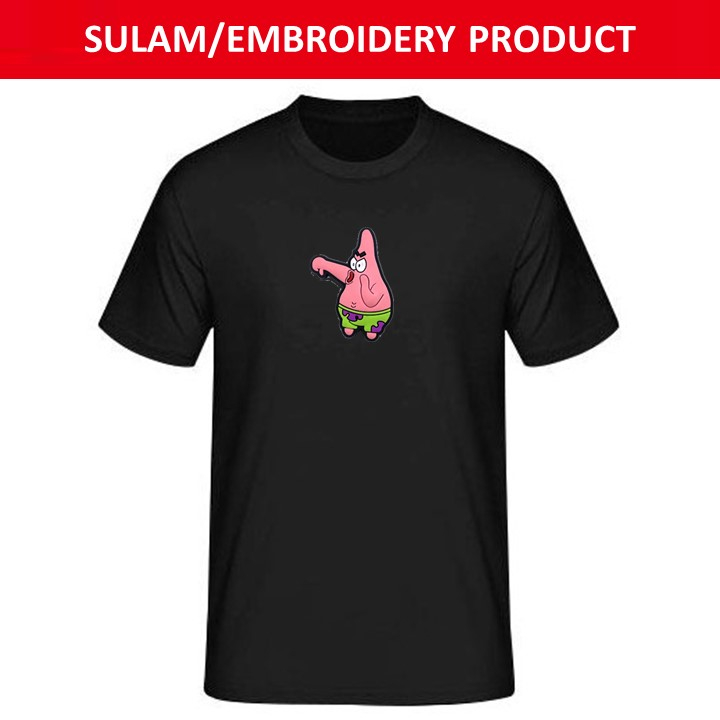 PATRICK BOO SPONGEBOB EMBROIDERY(SULAM) 100% COTTON ROUNDNECK T-SHIRT ...