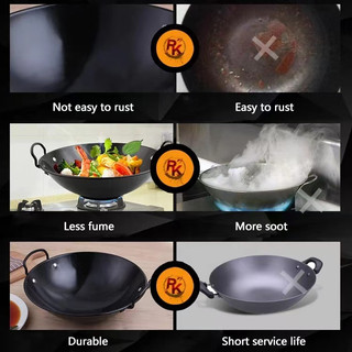 TSMaster Enamel Wok Double Handle Thick Kuali Besi Kuali Hitam Chinese ...