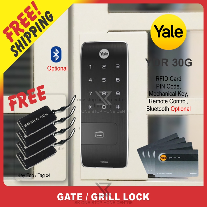 Yale YDR 30G Grill GATE Smart Lock 4in1 (Card, Pin, Key, Remote Control ...