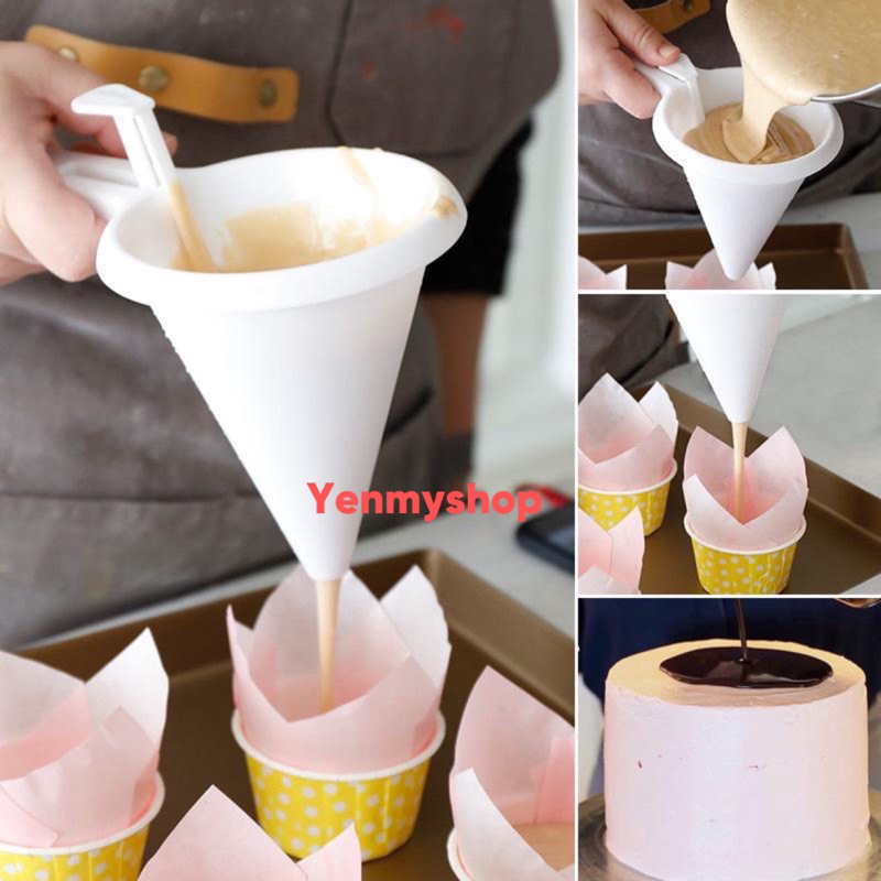 Handheld Plastic Batter Funnel / Cream Chocolate Pancake Funnel ...
