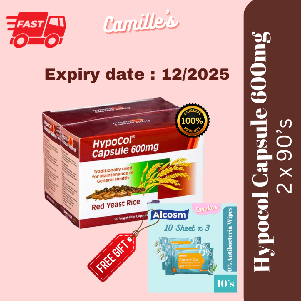 FREE GIFT Hypocol Red Yeast Rice 600mg 90’s x 2 - 100% ORI [SHIPIN24HRS ...