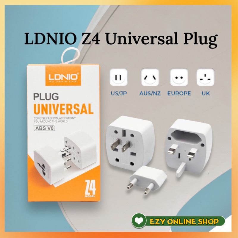 LDNIO Z4 Universal Plug Adapter with UK/EU/US/AU Pin & 2 Universal ...
