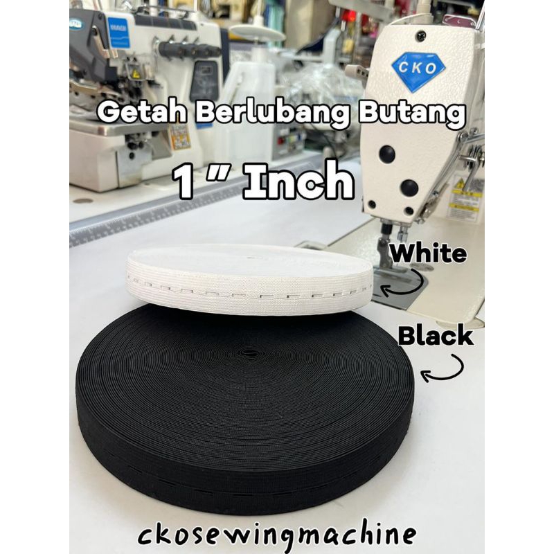 [ 1Meter ] 1” INCH Button Hole Elastic Band / Tali Getah Berlubang ...