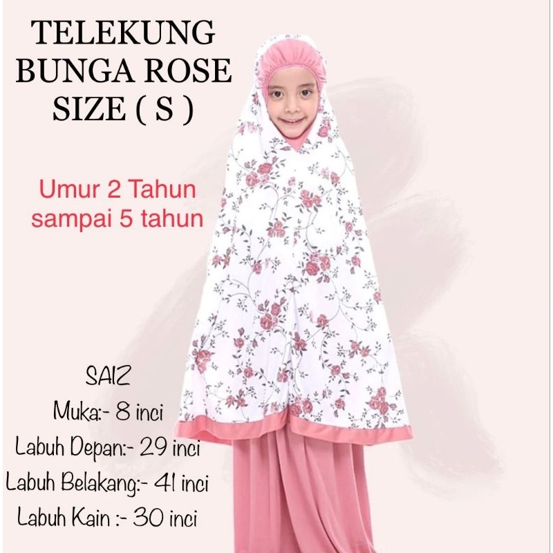 Telekung budak bunga ros umur 2 tahun hingga 5 tahun telekung murah tak ...