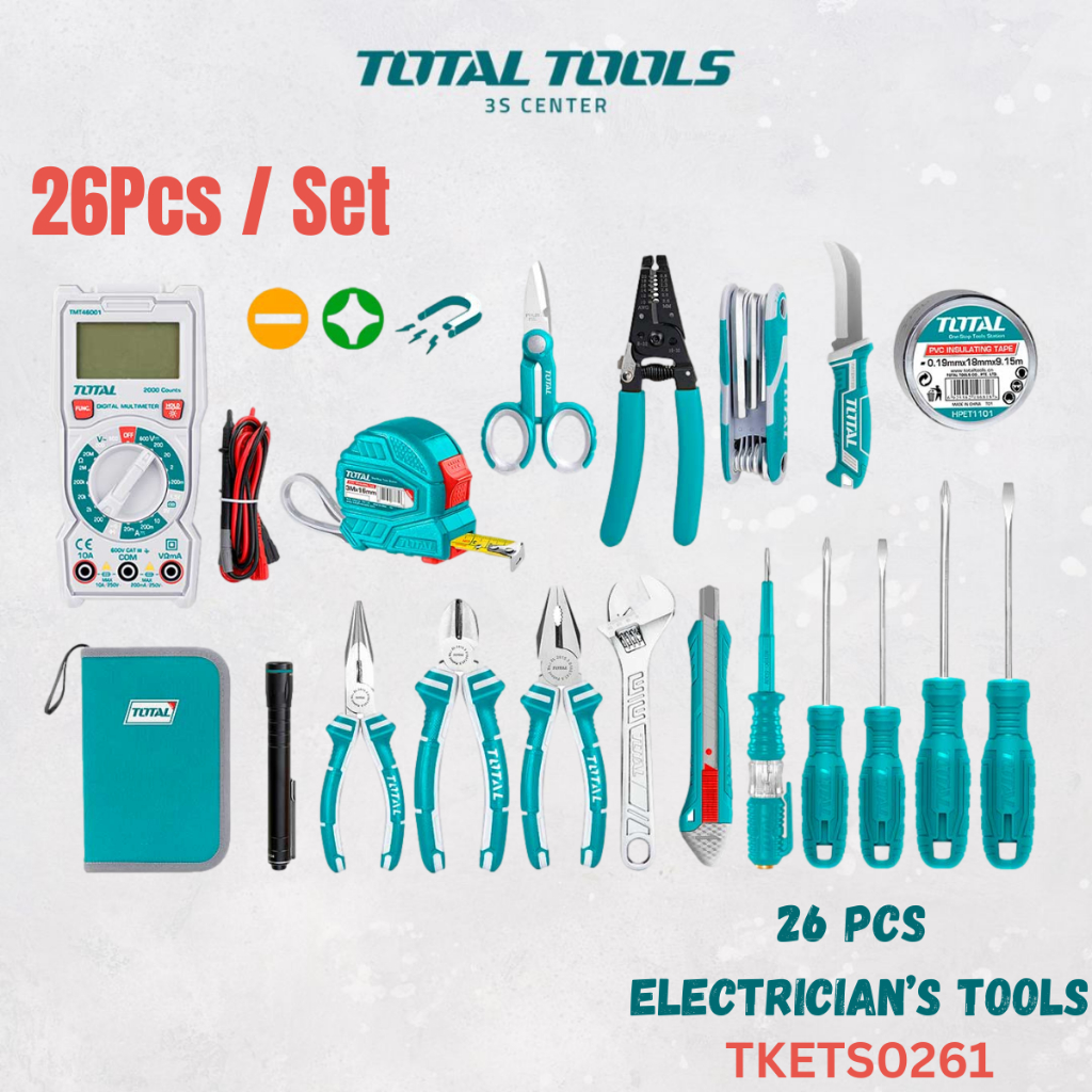 TOTAL 26 Pcs Electrician’s Tools Set 电工工具 - TKETS0261 | Shopee Malaysia