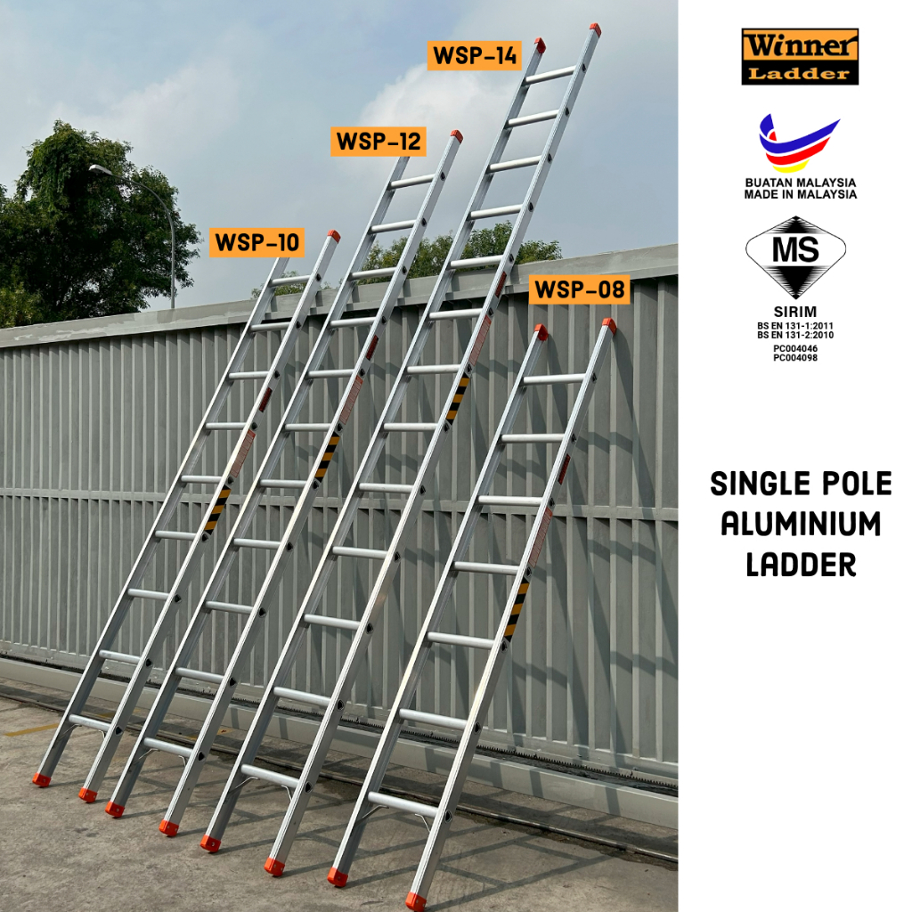 Winner Ladder Heavy Duty Aluminium Ladder (Single Pole/ Double /Triple ...