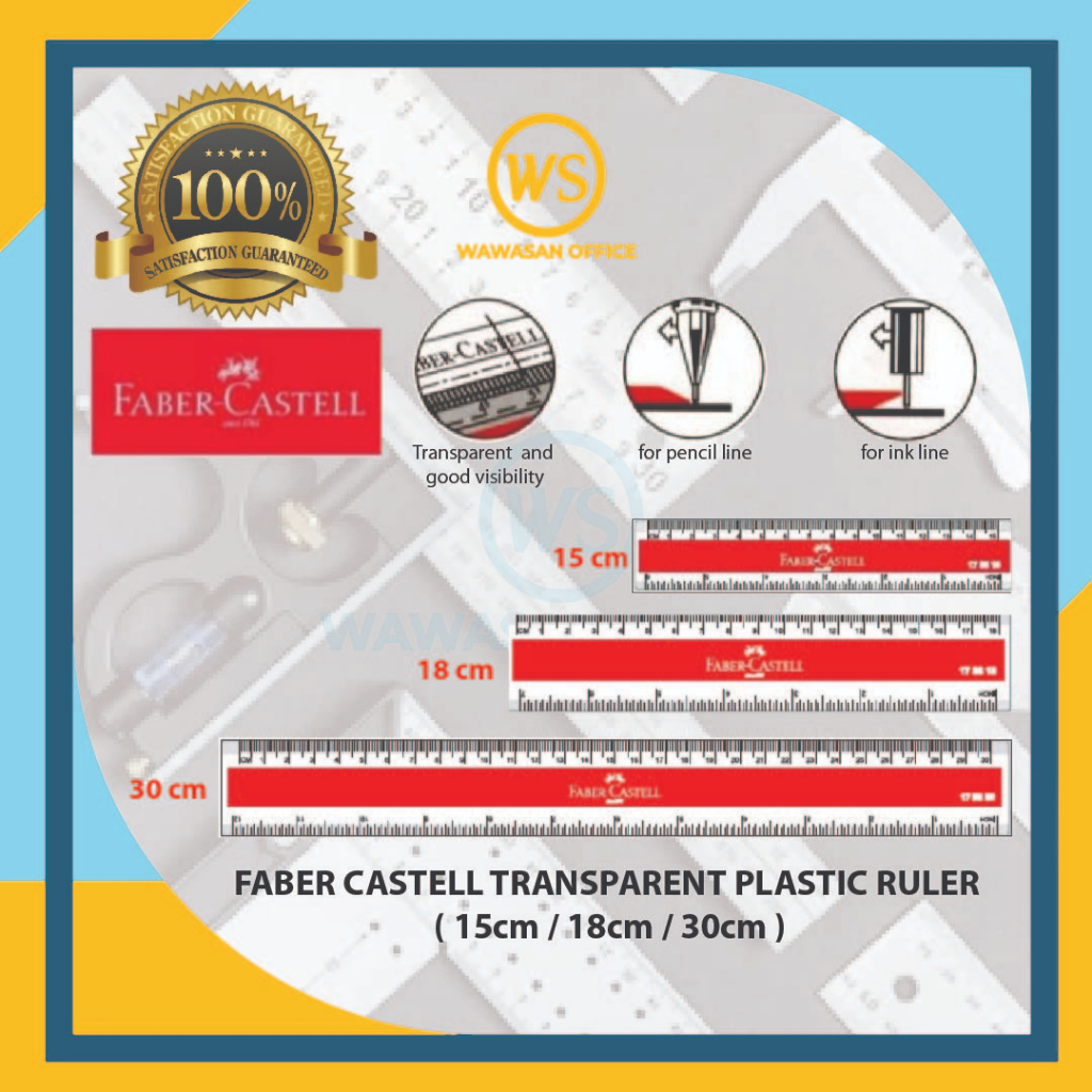 Faber Castell Ruler / Pembaris / Long Ruler / Pembaris pendek / 尺 ...