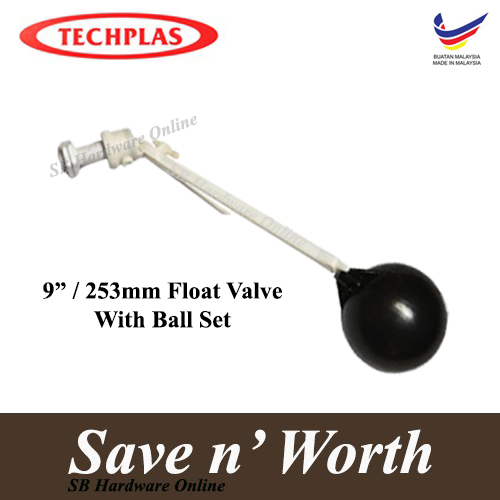 TECHPLAS SIDE INLET PLASTIC CISTERN FLOAT VALVE (9" / 253MM ARM) WITH ...