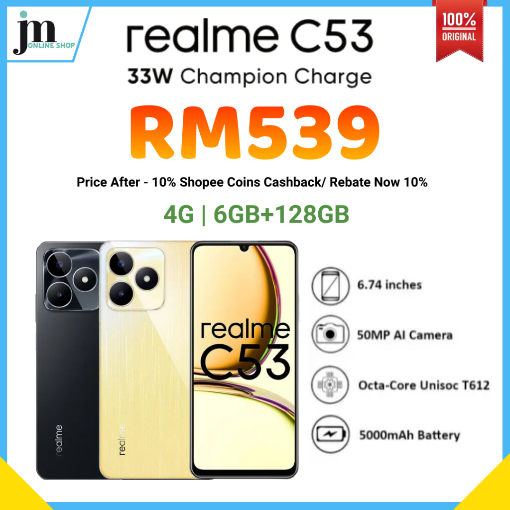 Realme C53 4G (6GB RAM + 128GB ROM) | 50MP Main Camera | 33W Fast ...