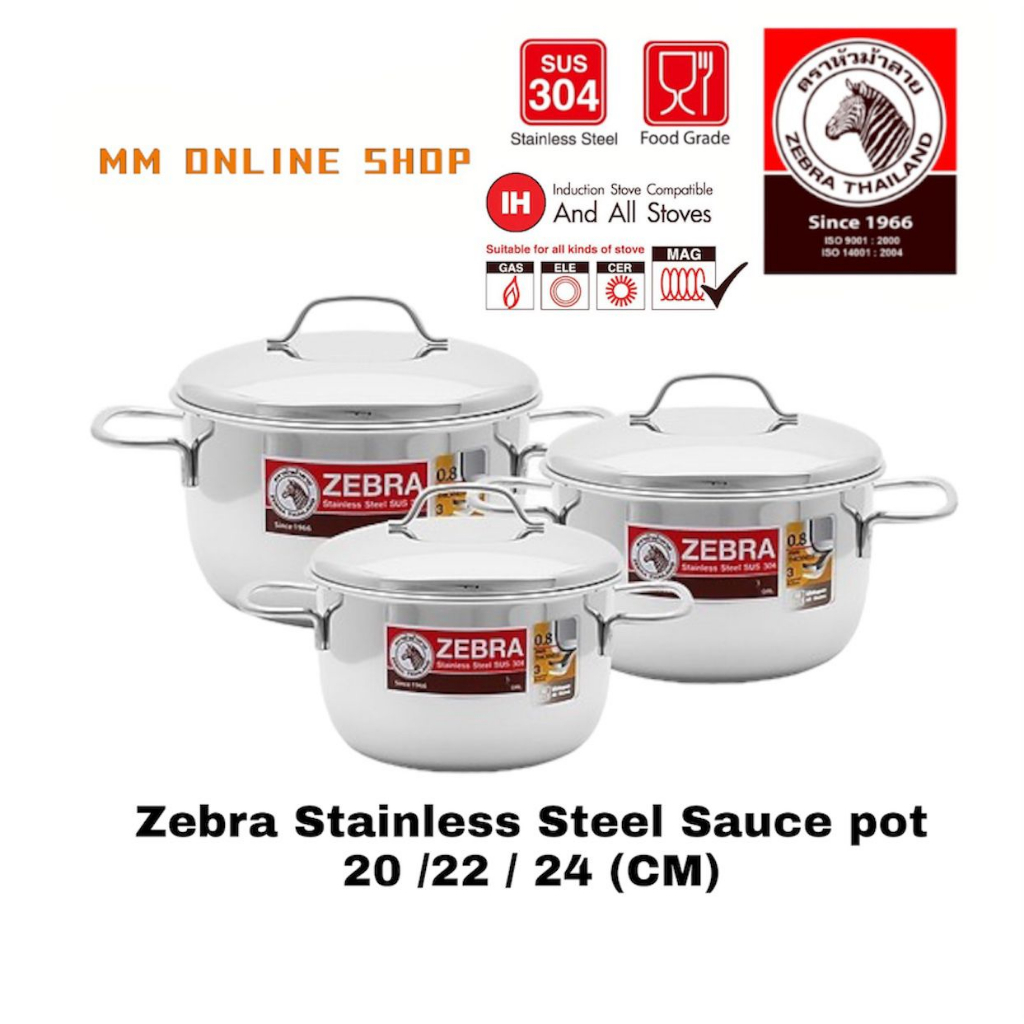 Zebra SUS304 EXTREME INFINITY Stainless Steel Sauce Pot 20 / 22 / 24 ...