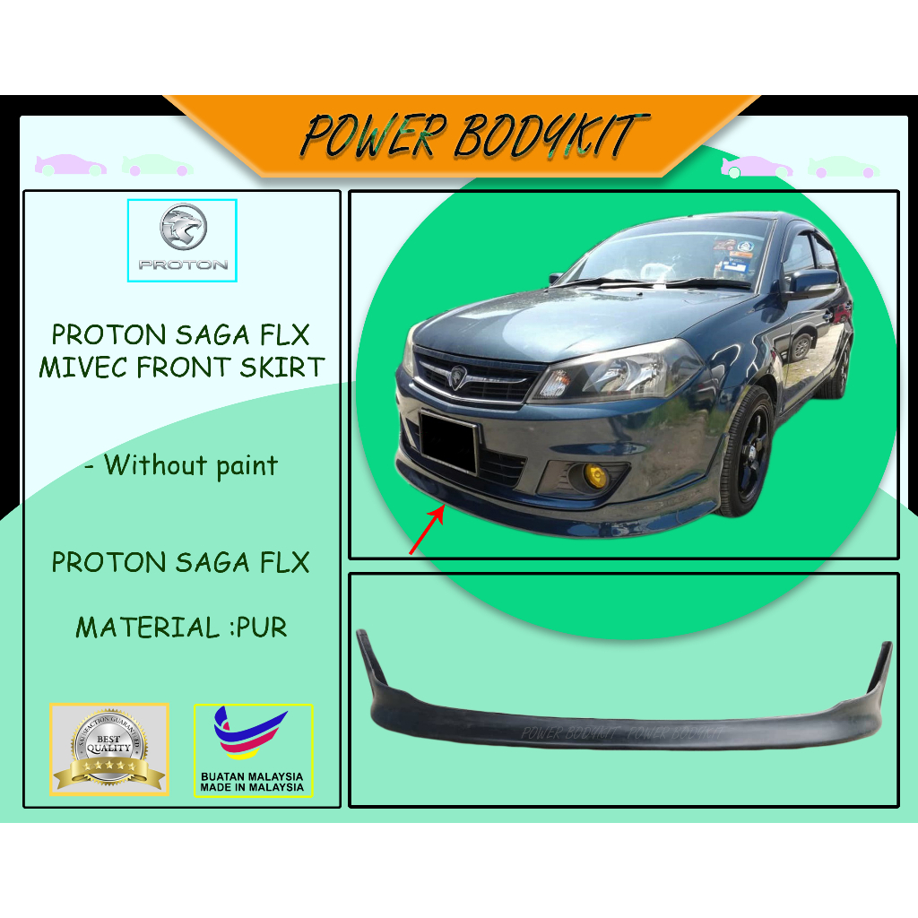 READY STOCK Proton Saga FLX Mivec Front Skirt Material PUR (Getah ...