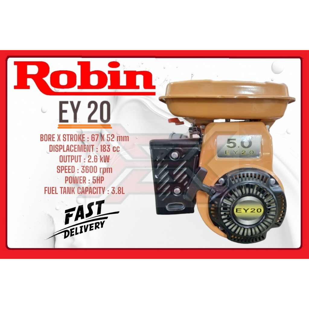 ROBIN GASOLINE ENGINE EY20 / PETROL ENGINE 5HP / ENJIN ROBIN EY20 | Shopee Malaysia
