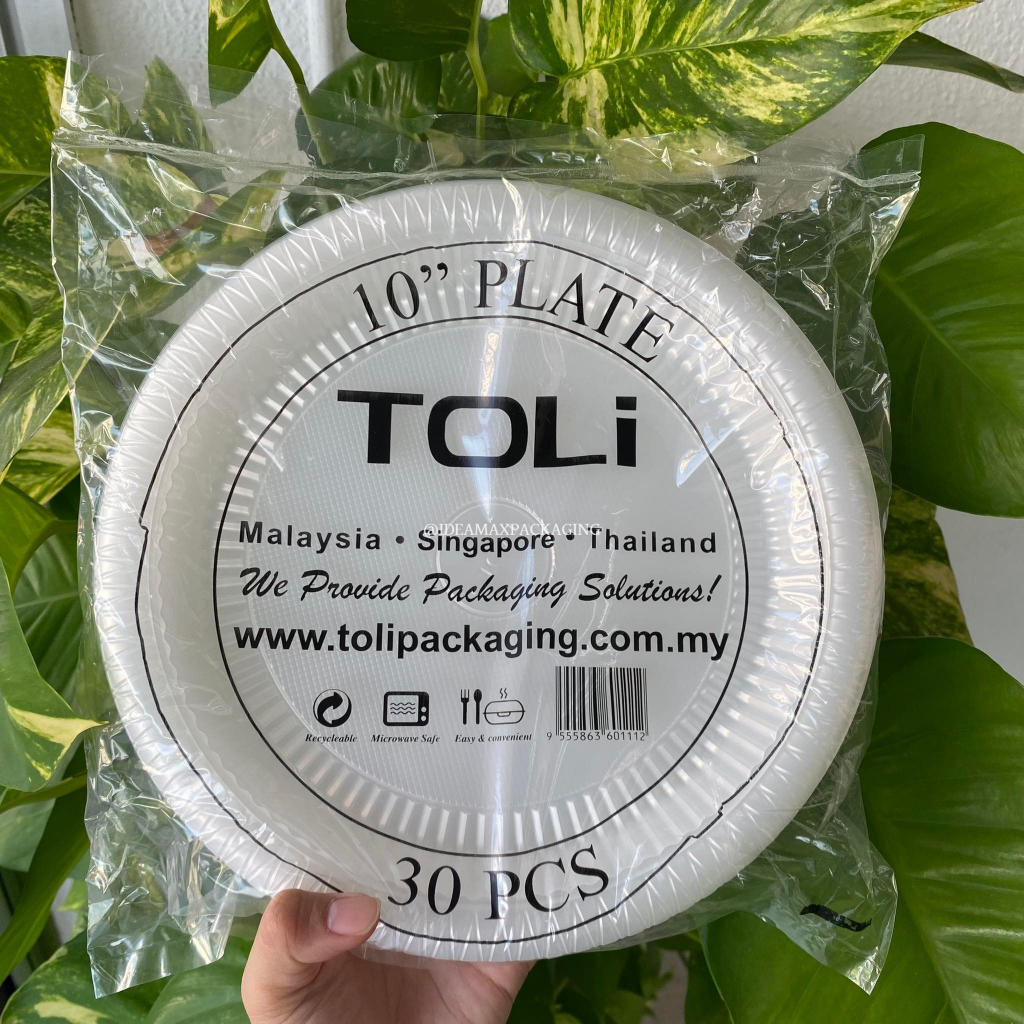 TOLI - Disposable 10"Inch PP Plastic Plate (30pcs) | Shopee Malaysia