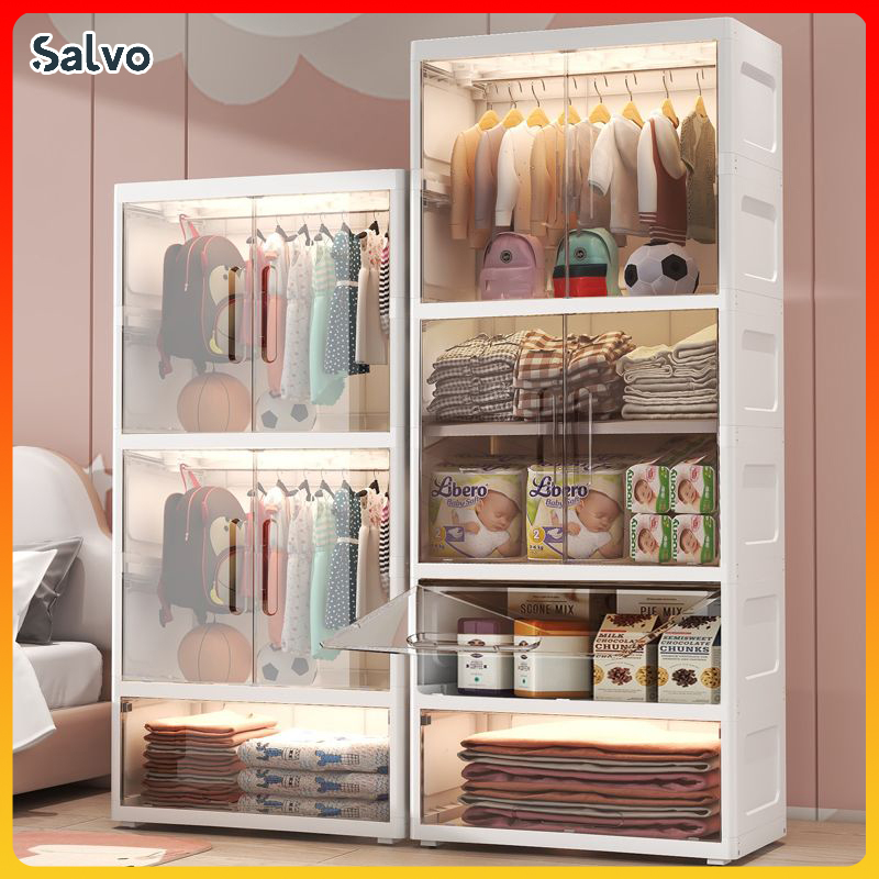 Salvo Children's Wardrobe With Hanger Multi-Layer Baby Clothes Storage ...