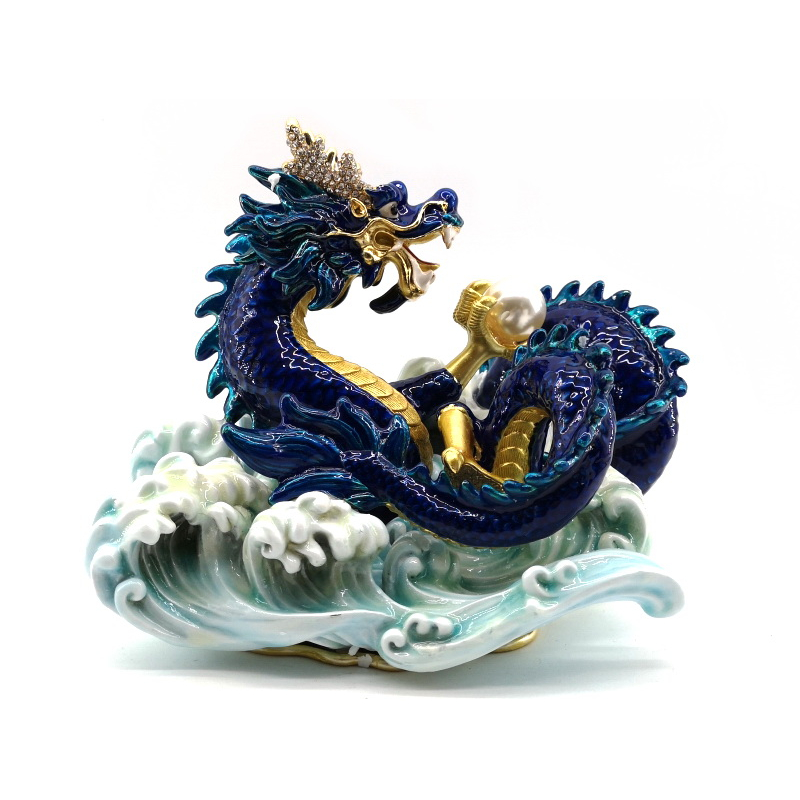 Azure Feng Shui Dragon with Waves - White Dzambala - Water Element ...