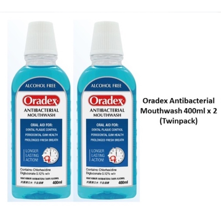 ORADEX ANTIBACTERIAL MOUTH WASH 2x400ML TWINPACK (EXP : 02/2025 ...