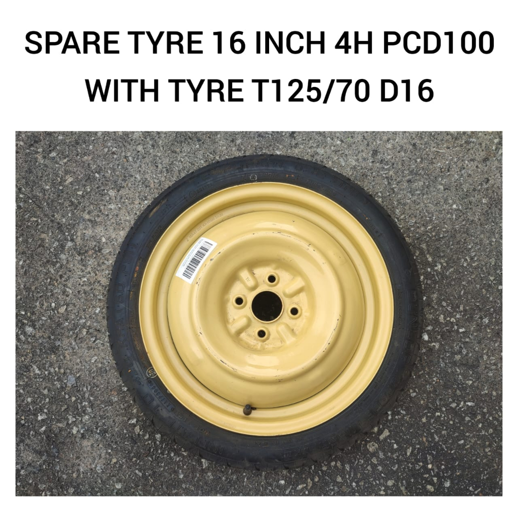 Spare Tyre 16 Inch 4H PCD100 ( T125/70 D16 ) For Wira Saga Vios Yaris ...