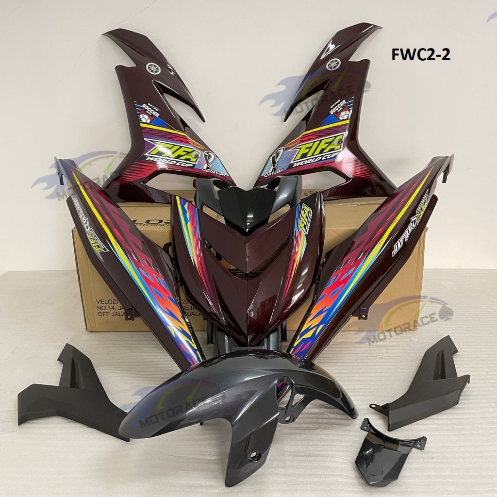 VELOZI RACING FULL BODY COVER SET Y15ZR V1 V2 YAMAHA WS2022 CS6 / DNLGM1 / VPBC5 / MNM3 / BLACK ...