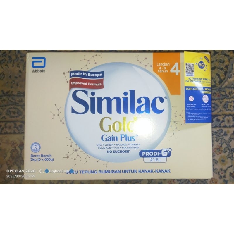 Similac Gold Gain Plus Step 4 3kg (5x600g) | Shopee Malaysia