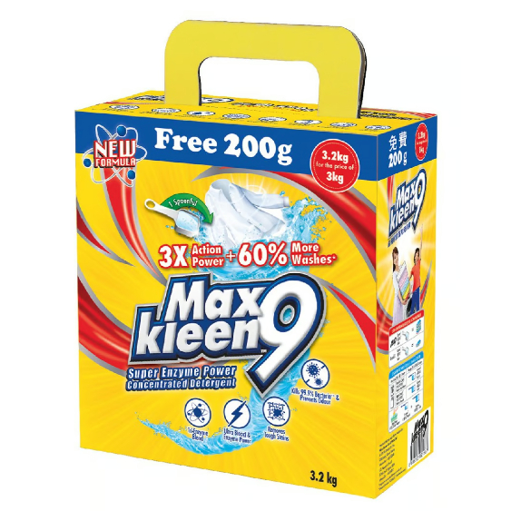 Maxkleen 9 Super Enzyme Power Concentrated Detergent 3.0kg (Free 200g ...