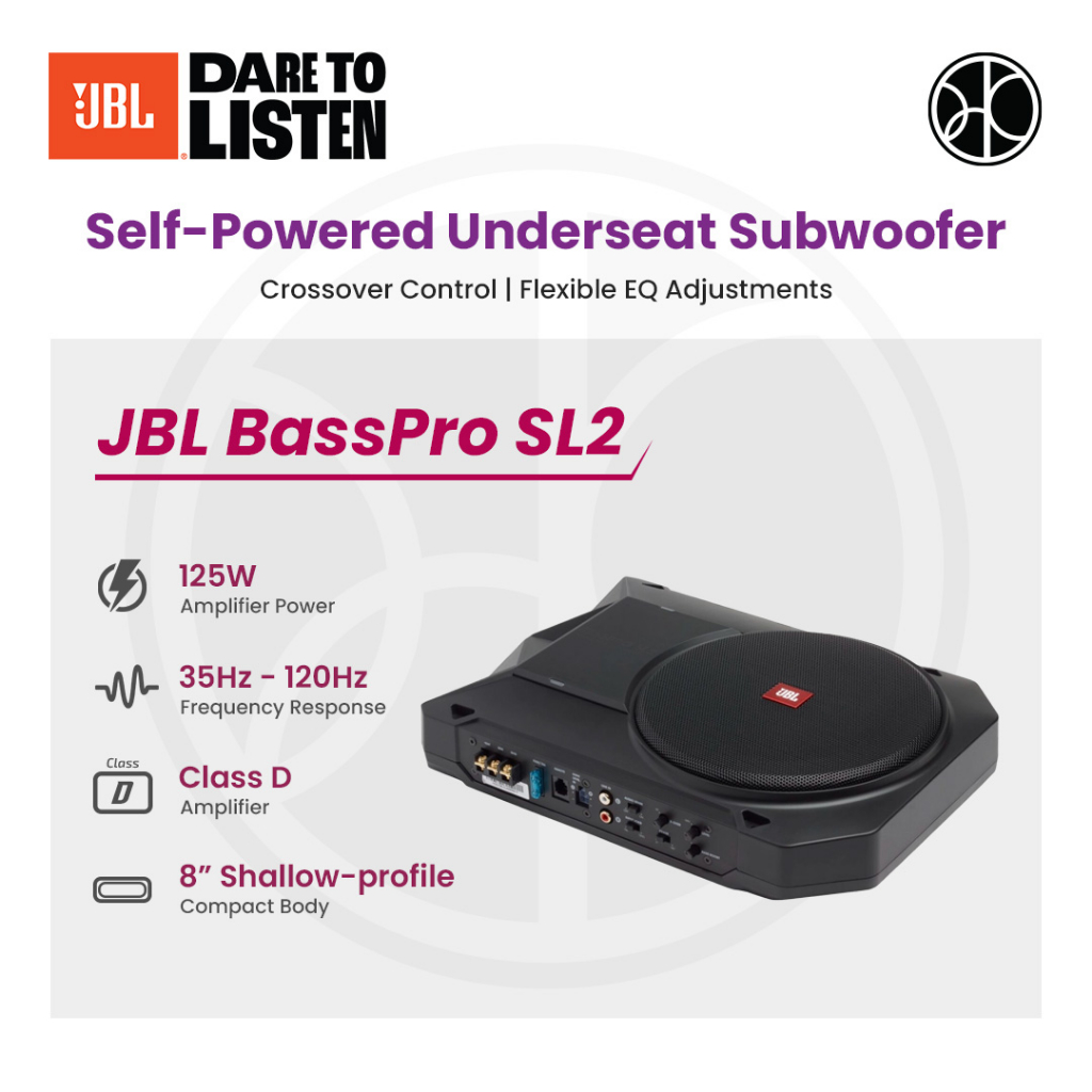 JBL BassPro SL2 Self-Powered 8" Low-Profile Underseat Vehicle Subwoofer ...