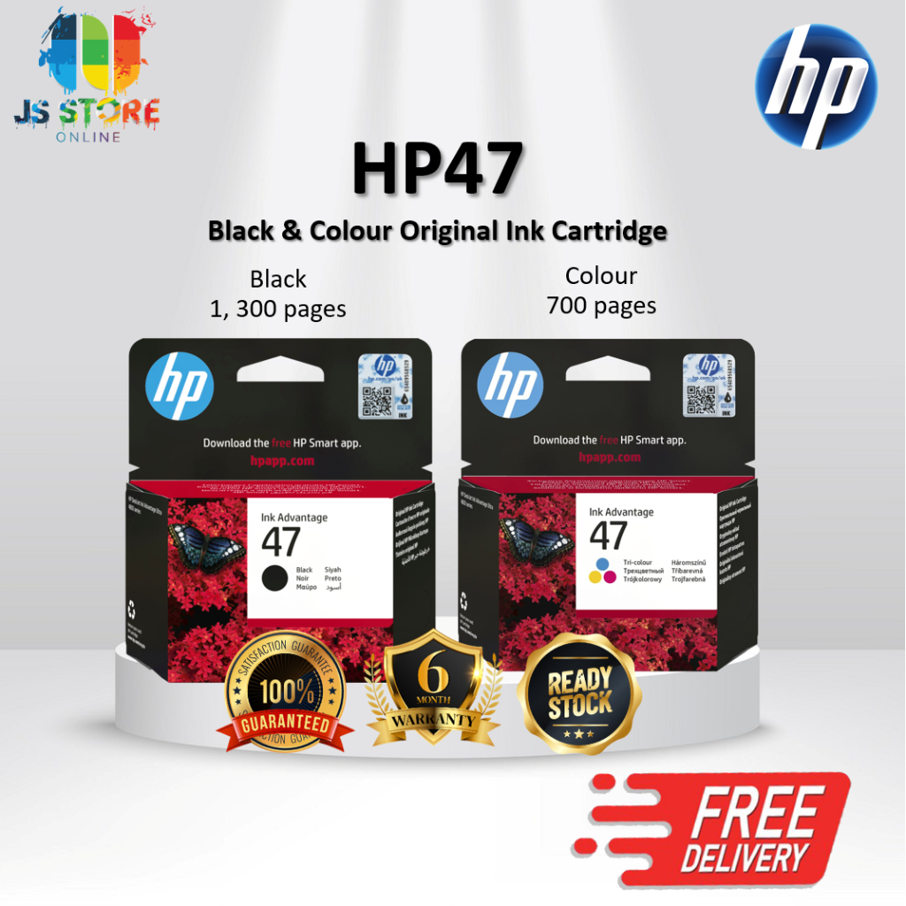 HP 47 High Yield Black / Tri-Color Original Ink Cartridge | Shopee Malaysia