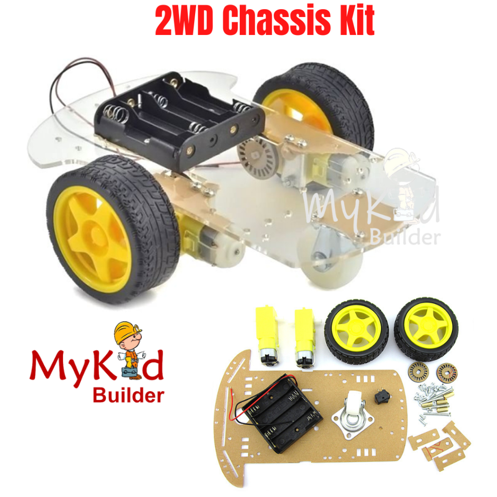 Car Chassis Kit 2WD Wheels Acrylic Transparent Single Layer Smart Robot ...
