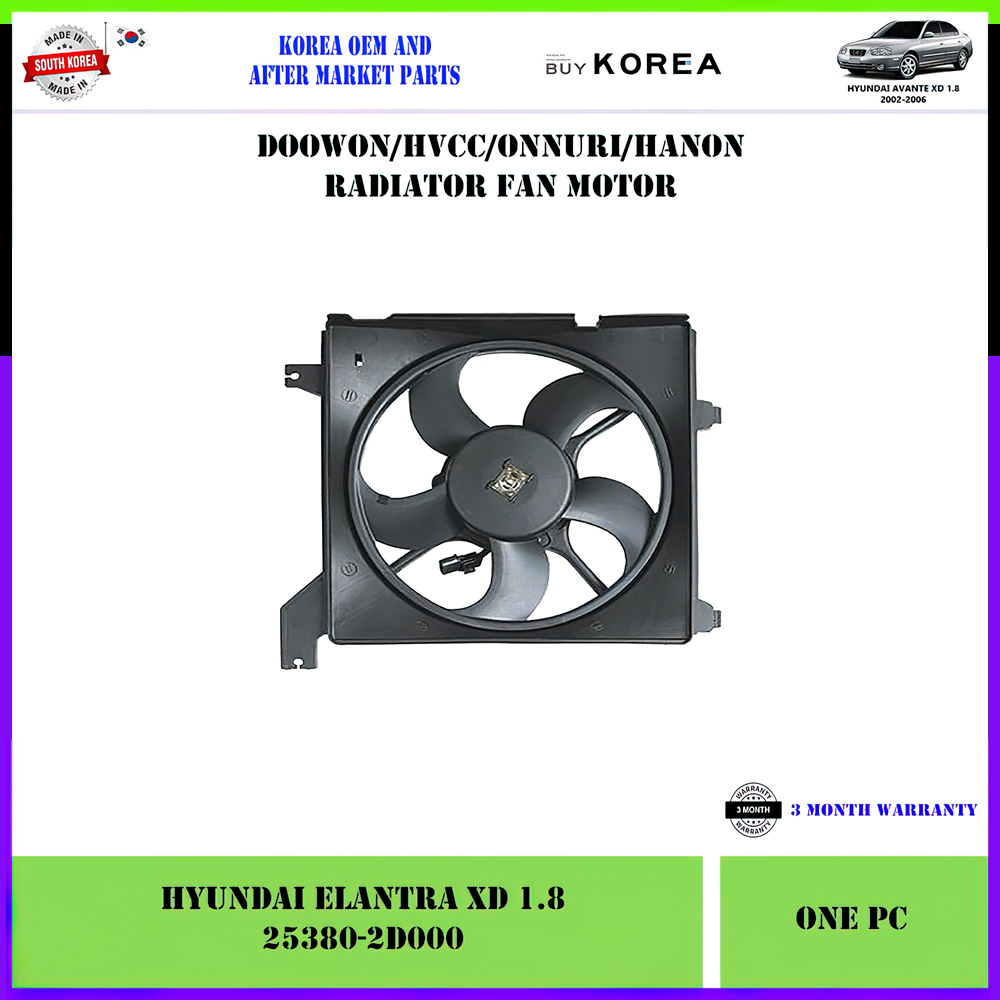 Hyundai Elantra XD 1.8 2001-2006 Korea Aftermarket Radiator Fan Motor ...