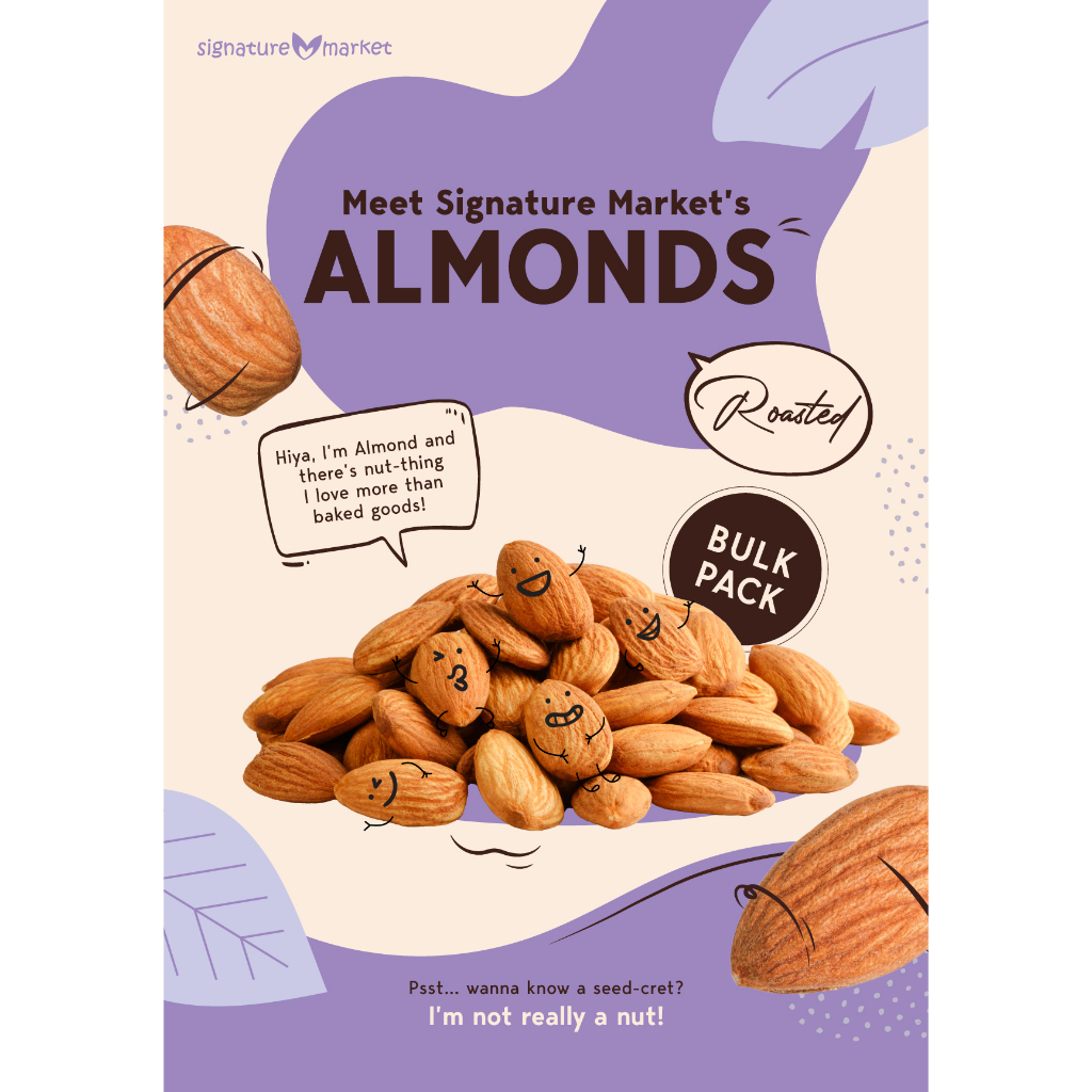 Signature Market Roasted California Almond (Bulk Pack) (500g) | Shopee ...
