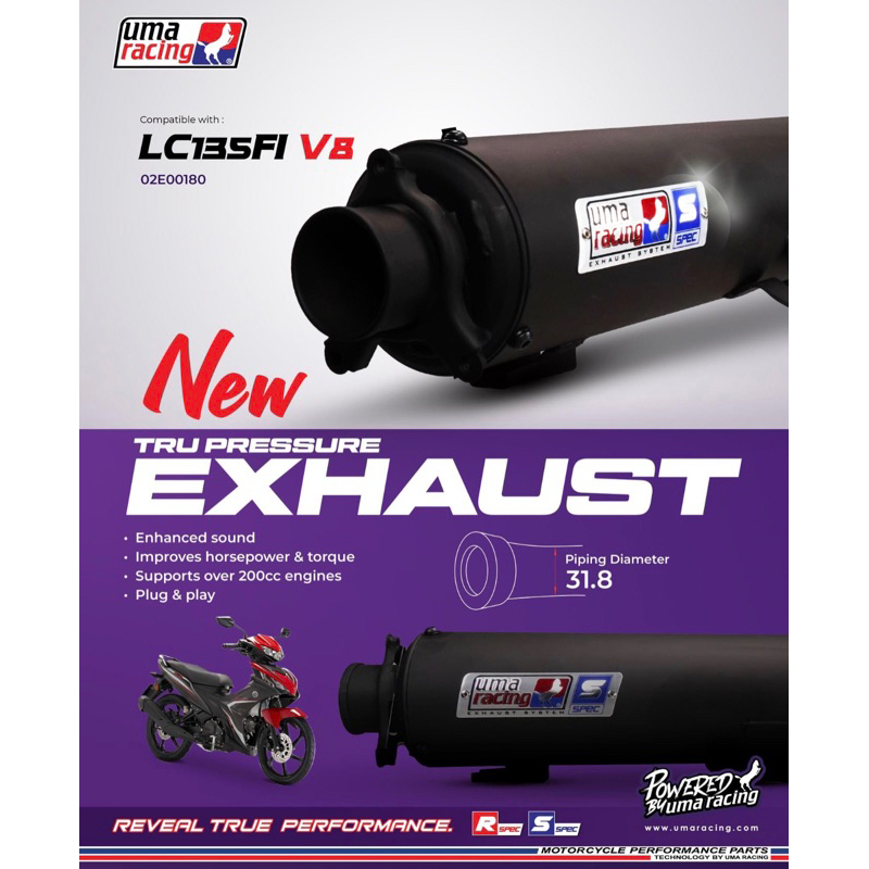 UMA RACING LC135 FI V8 32MM TRU STADARD CUTTING RACING EXHAUST (INSIDE ...
