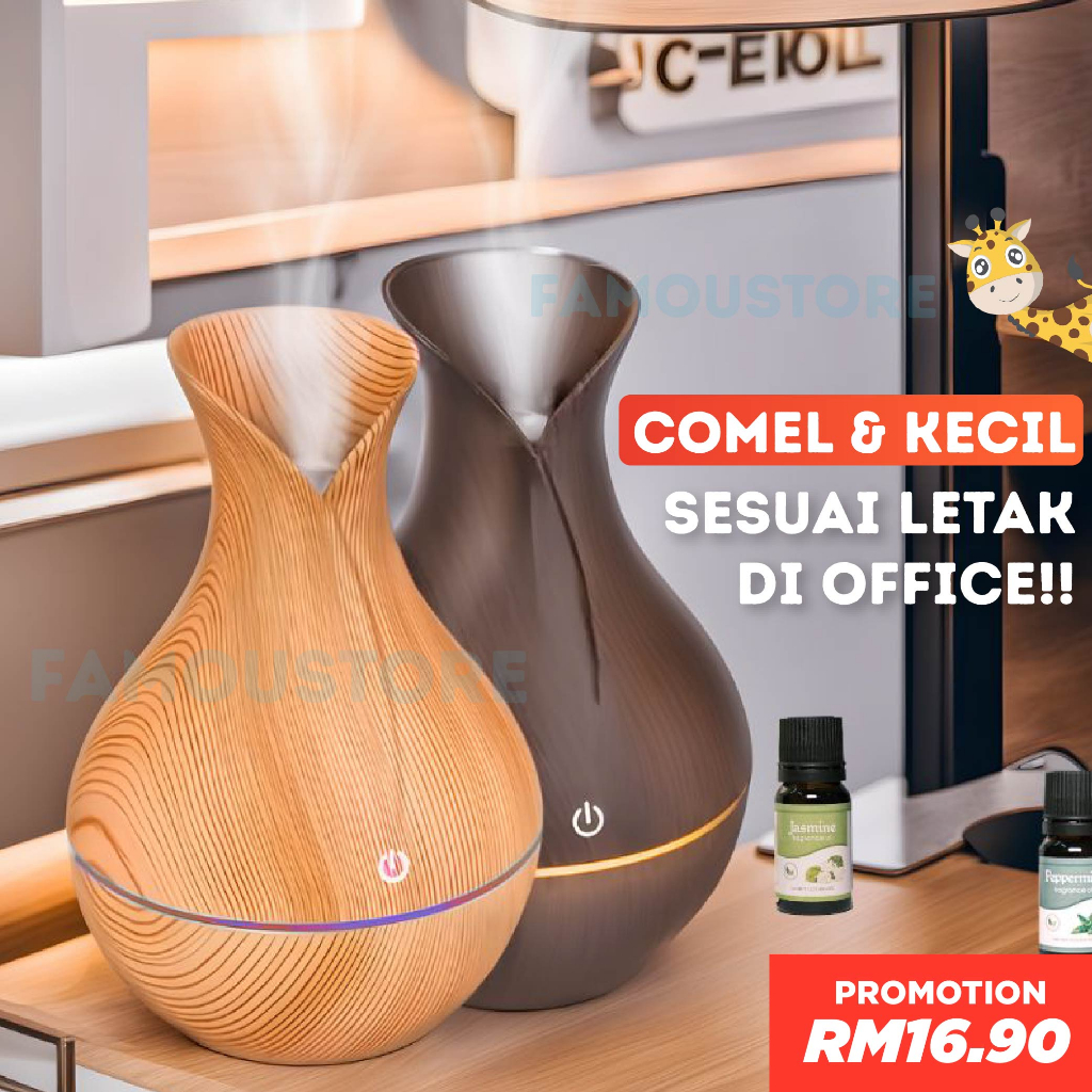 Air Humidifier Wood Grain LED Ultrasonic Diffuser Aroma Romantic Air ...