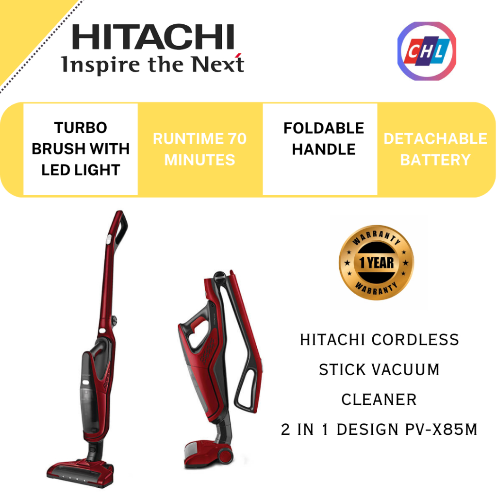 Hitachi [Authorised Dealer] Cordless Stick Vacuum Cleaner 2 in 1 PV-X85M - Hitachi Warranty ...