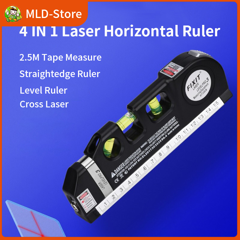 MLD 🇲🇾 [READY STOCK] Laser Level 4 IN 1 Multipurpose Level Meter Tape Measure High Precision ...