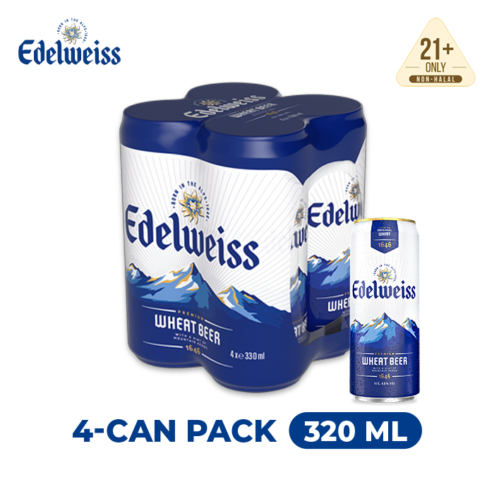 Edelweiss Alps Wheat Beer Can 4.9% Alcohol 4-Can Pack (4 x 320ml ...