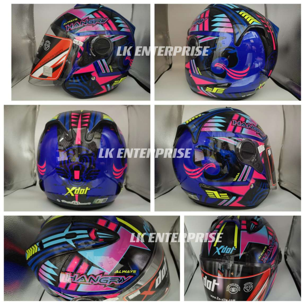 HELMET & VISOR XDOT G626A X-DOT G626 HANGRY SPITFIRE DARE TO DREAM ...