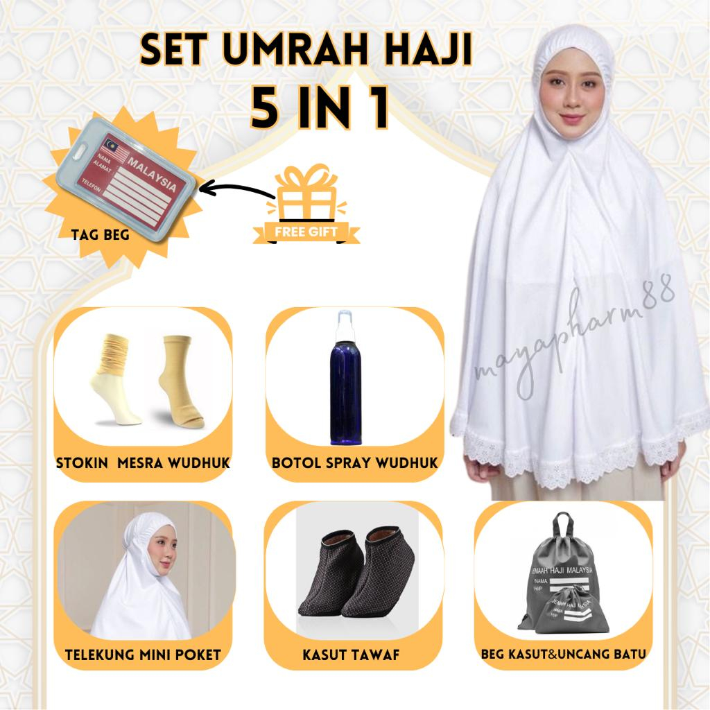 HOT ITEM!! SET TELEKUNG UMRAH HAJI 5 IN 1 (Telekung Mini Cotton Poket Berzip) | Shopee Malaysia